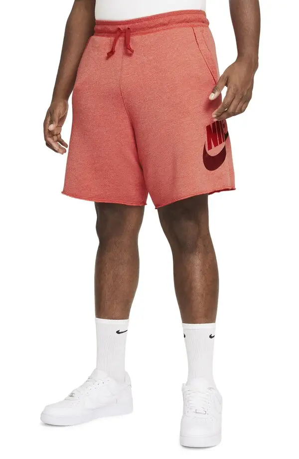 Nike Sportswear Alumni Shorts In Lobster/ Heather/ Gym Red - 33